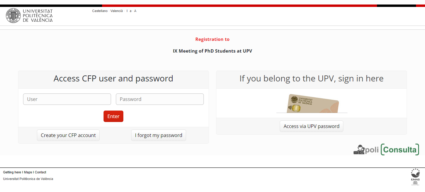 Registration : Meeting of PhD Students : UPV